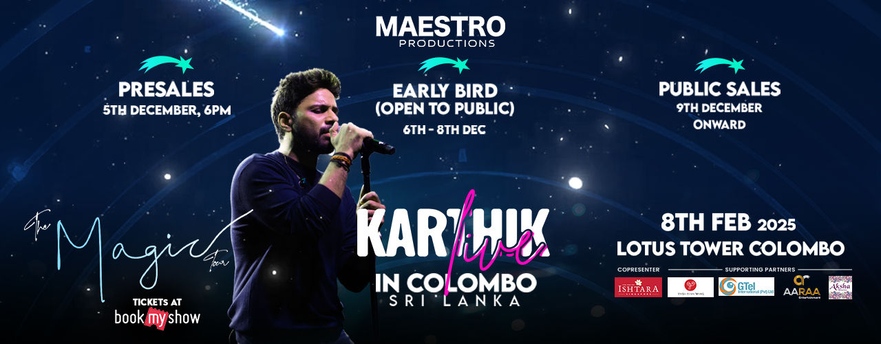 Karthik Live In Colombo The Magic Tour Online - BookMyShow